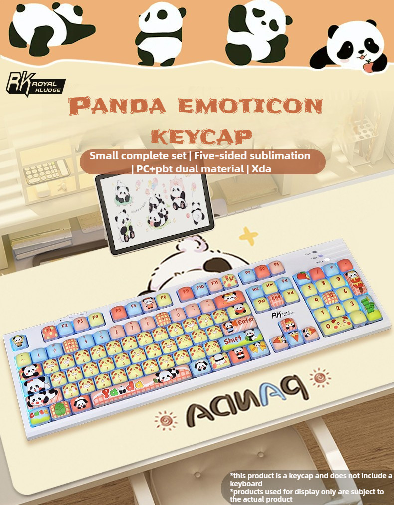 PBT Keycap MOG Panda expression five sides sublimation lovely Mantou ...