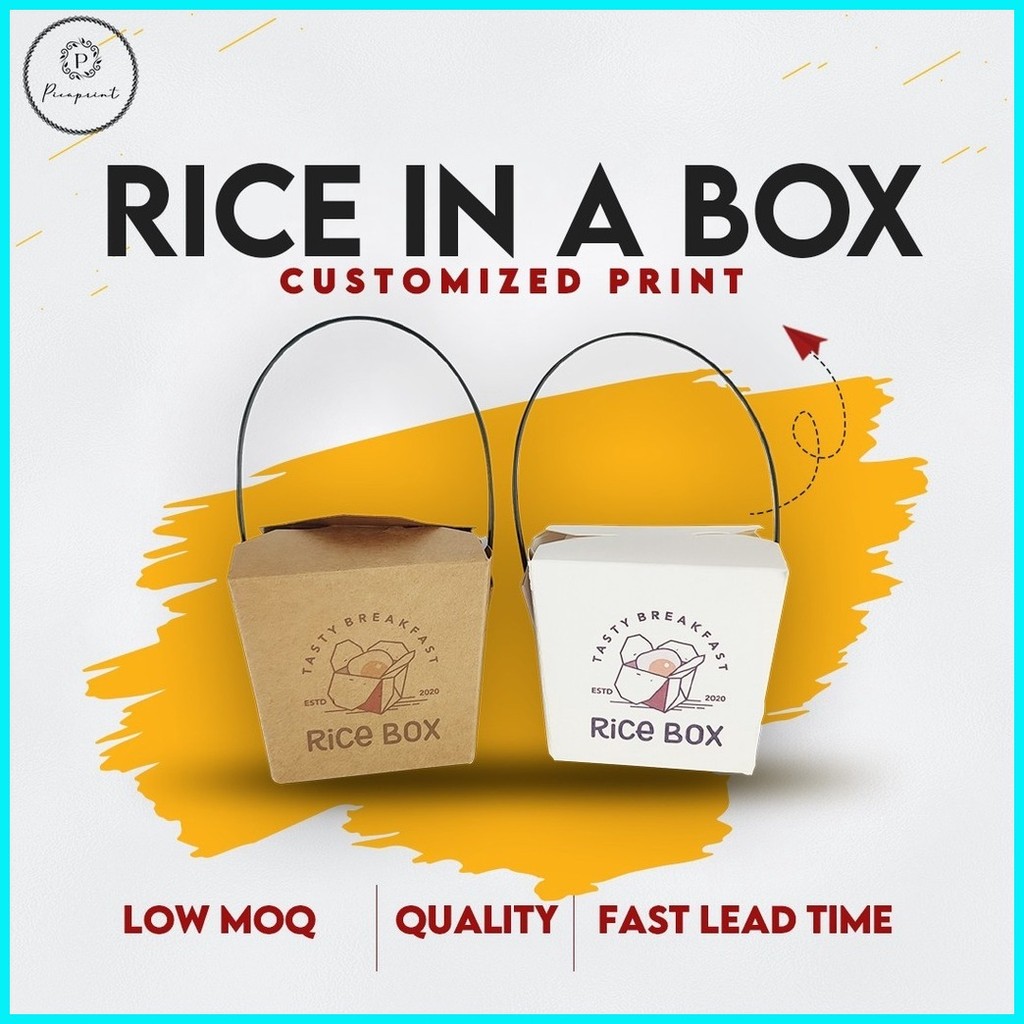[WHOLESALE] 100pcs Rice in a Box Take Out box handle Noodles Food ...