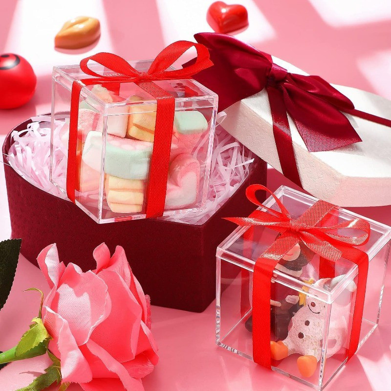 4Pcs Clear Acrylic Candy Boxes - Square Plastic Containers - Gift Packing Solutions - Party ...