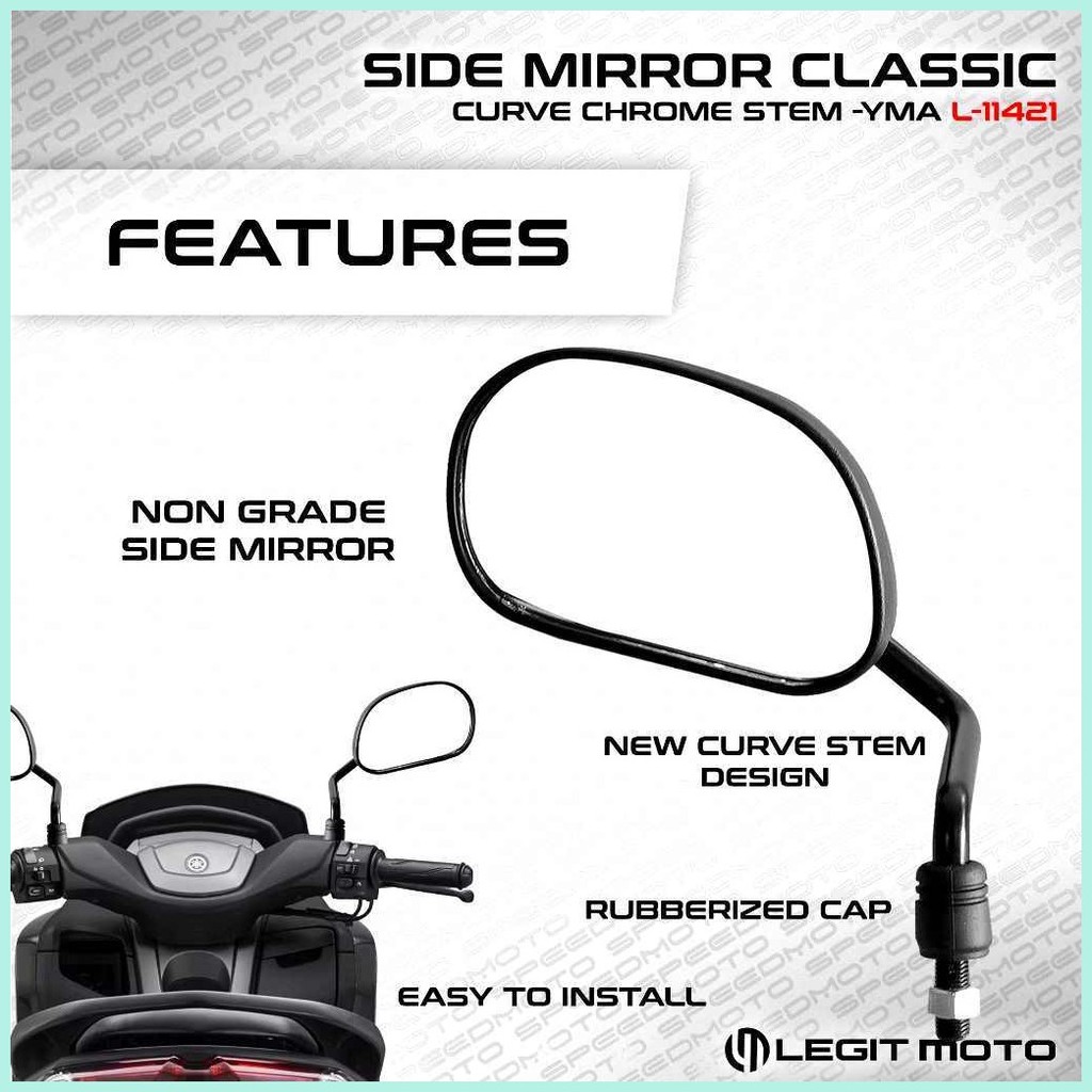 LEGITMOTO ROUND CURVE YAMAHA MIO SOUL I 125 CLASSIC STYLE SIDE MIRROR ...