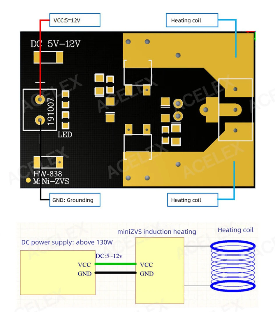 Mini ZVS Finished Mini Version Without Connectors Induction Heating Magnetic Head Driver Kemei ...
