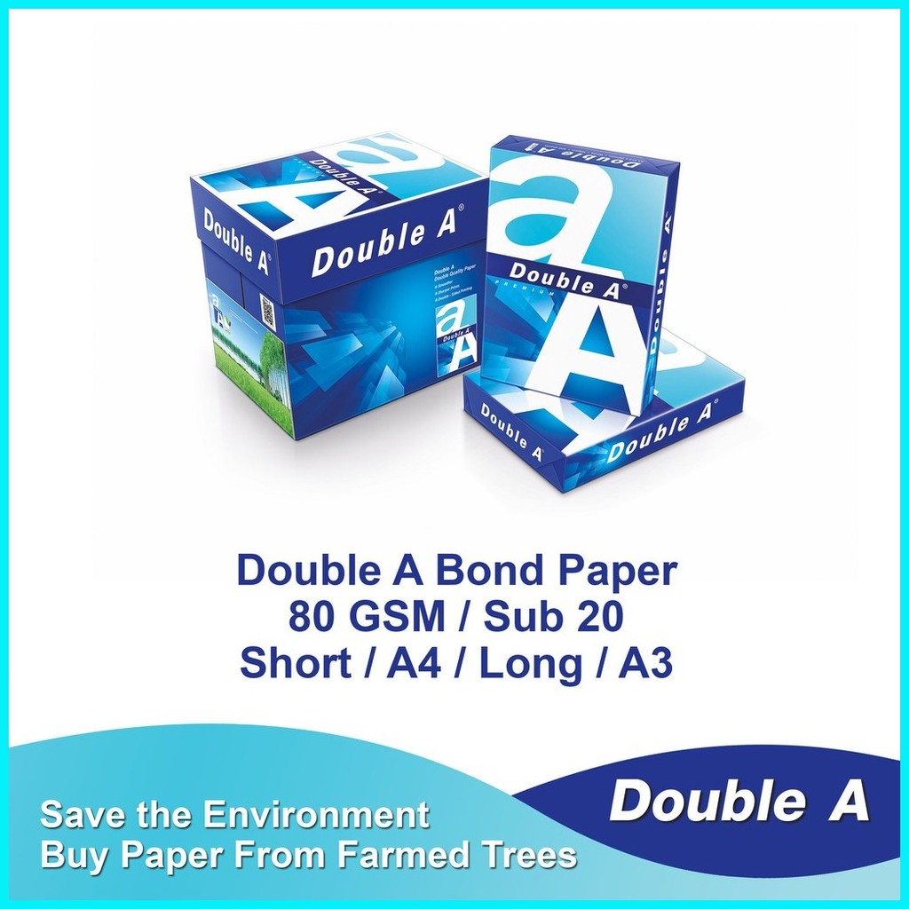 Double A Bond Paper A11(Short) 80GSM 500 Sheets per ream GET FREE 2pcs ...