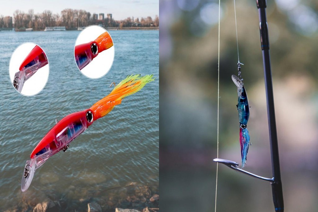 [AM] Fake Lure Squid Swimbait Realistic Squid Fishing Lure with Treble ...