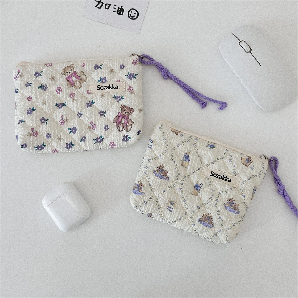 Cute Cartoon Quilted Quilted Quilted mini Storage Bag Soft Portable ...
