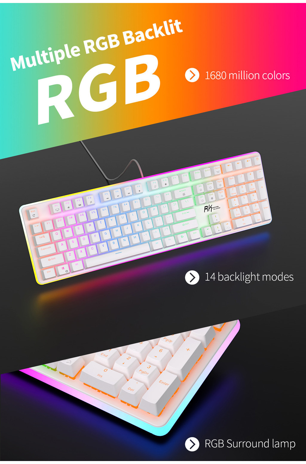 Royal Kludge RK918 Full RGB Backlit Wired Mechanical Keyboard Gateron ...