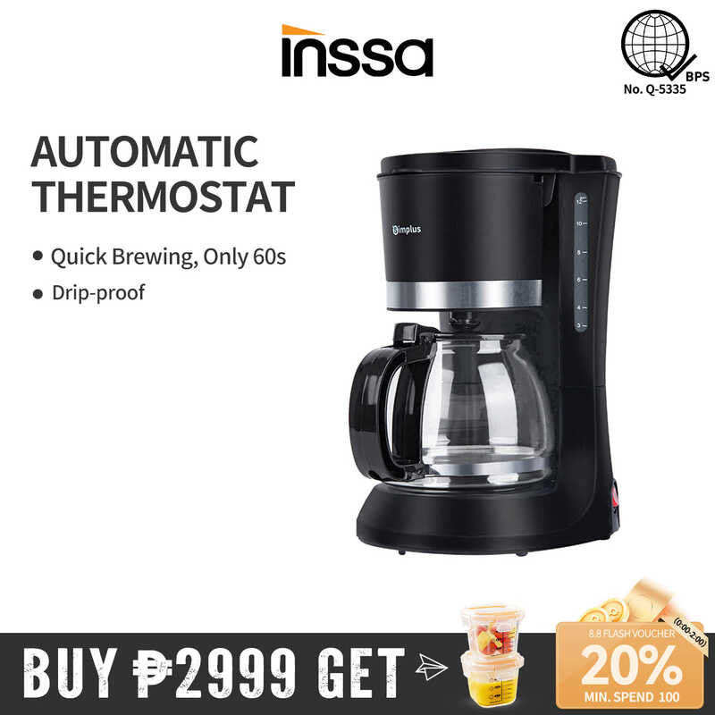 Inssa X Simplus Drip Coffee Maker 2/6/12 Cups | Shopee Philippines