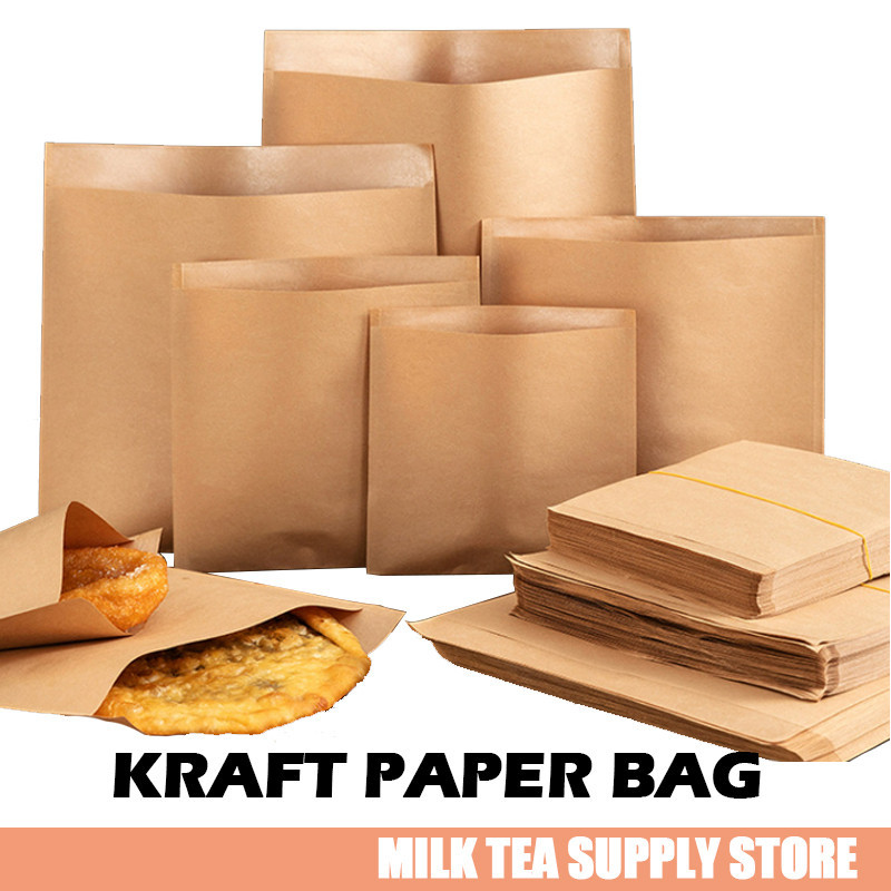 100pcs Kraft Paper Sandwich Donuts Bag Disposable Snack Pancake ...