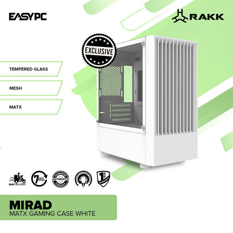 RAKK Easypc [Unk] MIRAD Matx Black And White Tempered Glass Gaming PC ...