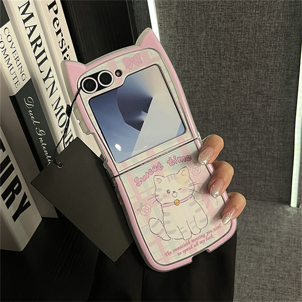 Cute Korean Cat Ear Edge Wink Pink Kitty Phone Case for Samsung Galaxy ...