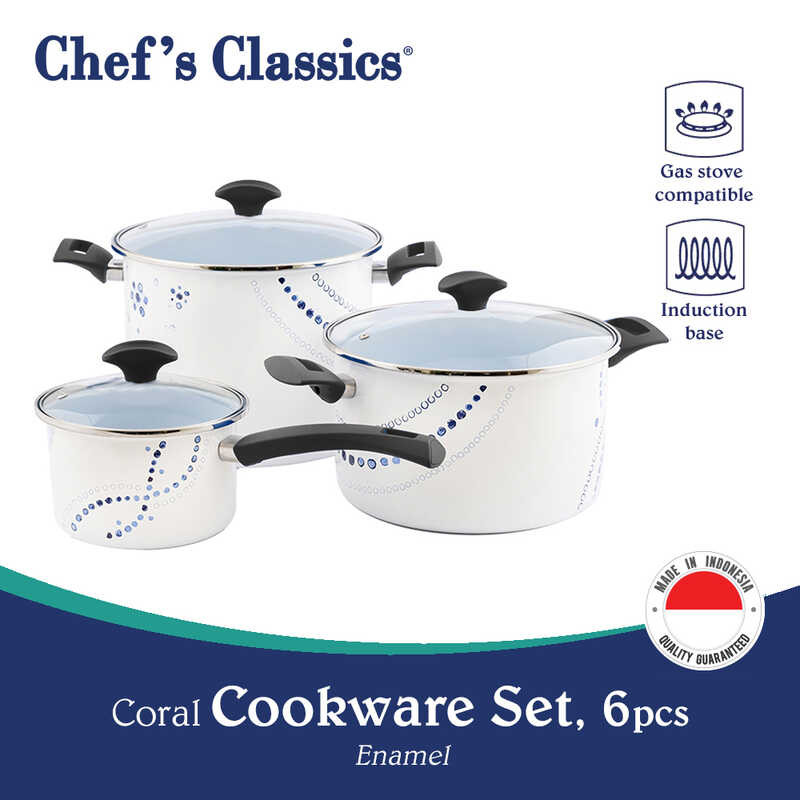 Classic Chef's Coral Enamel Cookware Set, 6Pcs | Shopee Philippines