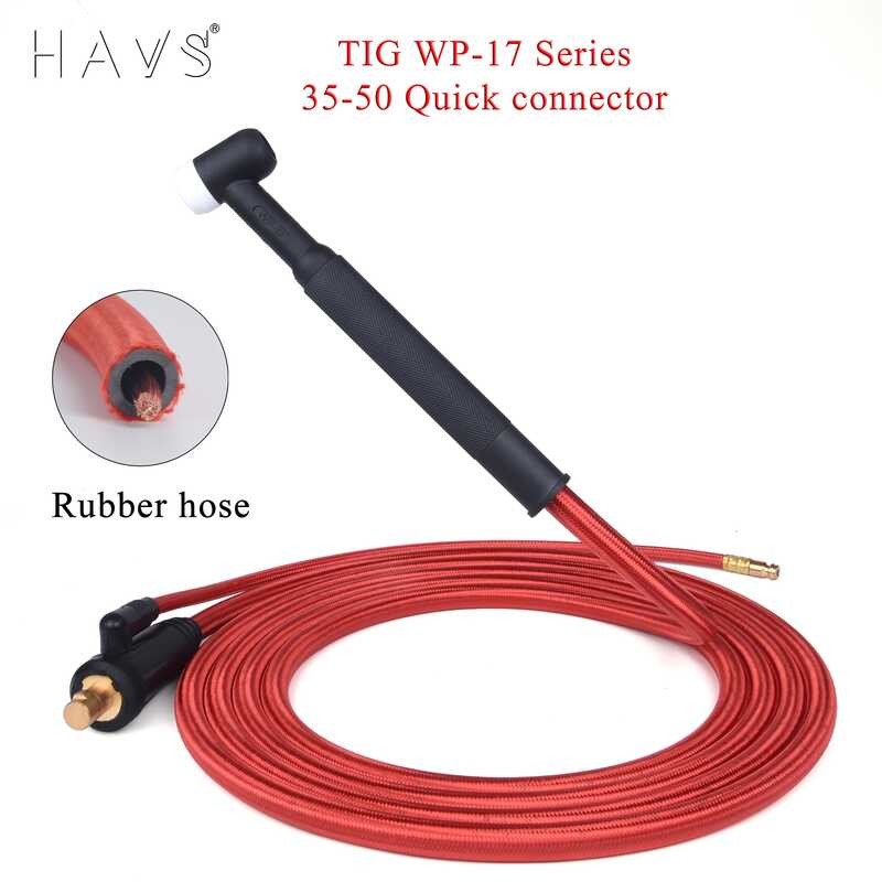 4M/13ft 7M/23ft WP17 TIG Welding Torch Gas-Electric Integrated Rubber ...