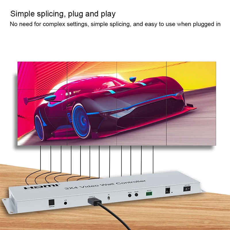 3x4 12 TV Wall Splicer HDMI Video Wall Controller 1x2 1x3 1x4 1x5 2x2 ...