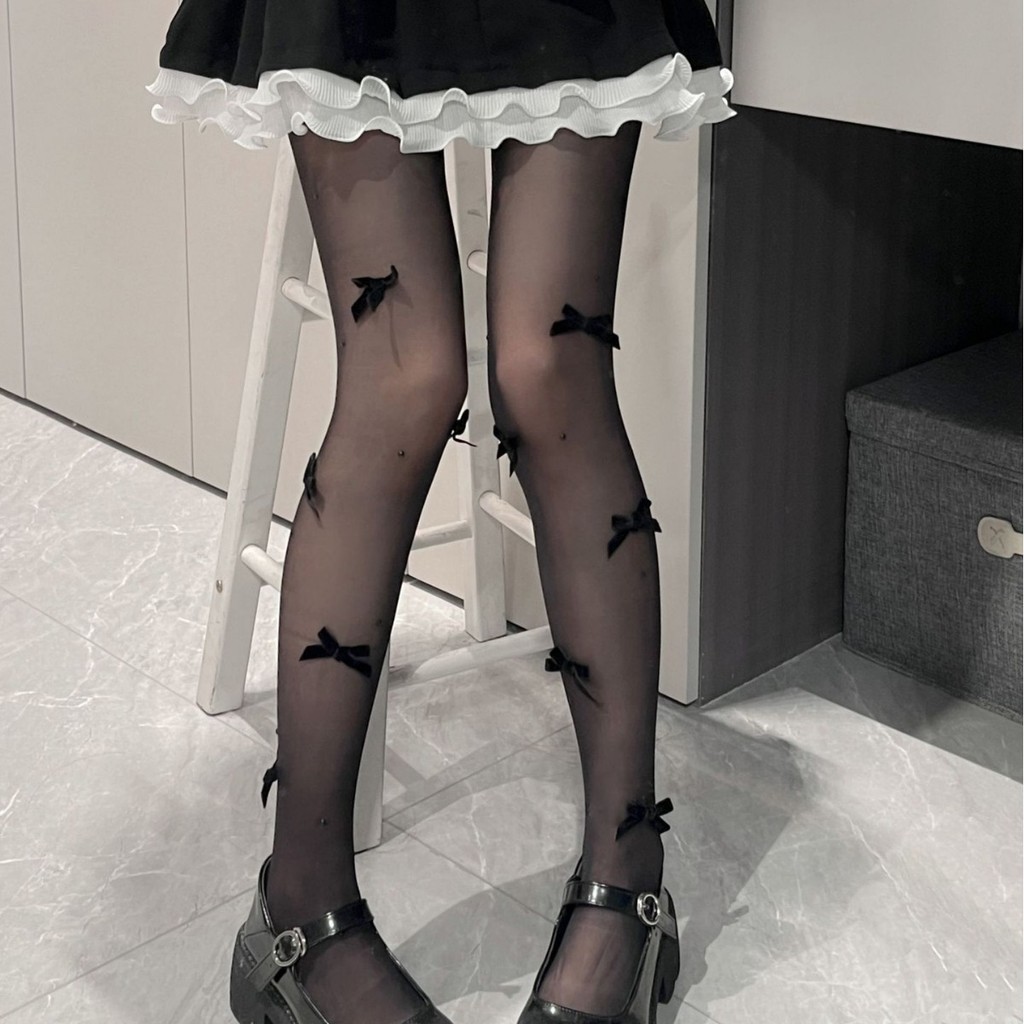 JK Lolita Styles Pink Velvet Bow Embroidery Pearl Tights Pantyhose ...