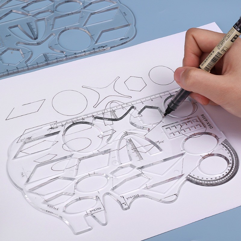 Multifunctional Geometric Ruler - Drawing Tools Plastic Ruler Set ...