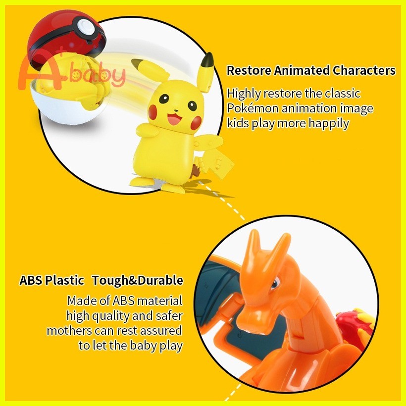 [A+baby] Pokemon Toys Set Action Figures Pikachu/Charizard/Mewtwo/Eevee ...