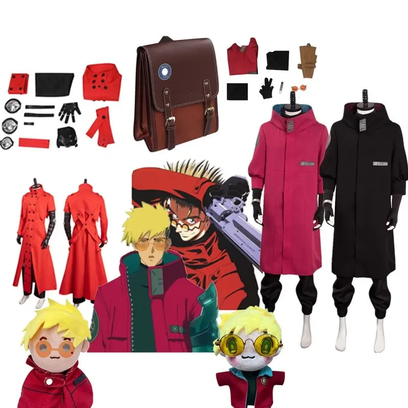 § Vash The Stampede Cosplay Anime Trigun Costume Men Red Black Coat ...