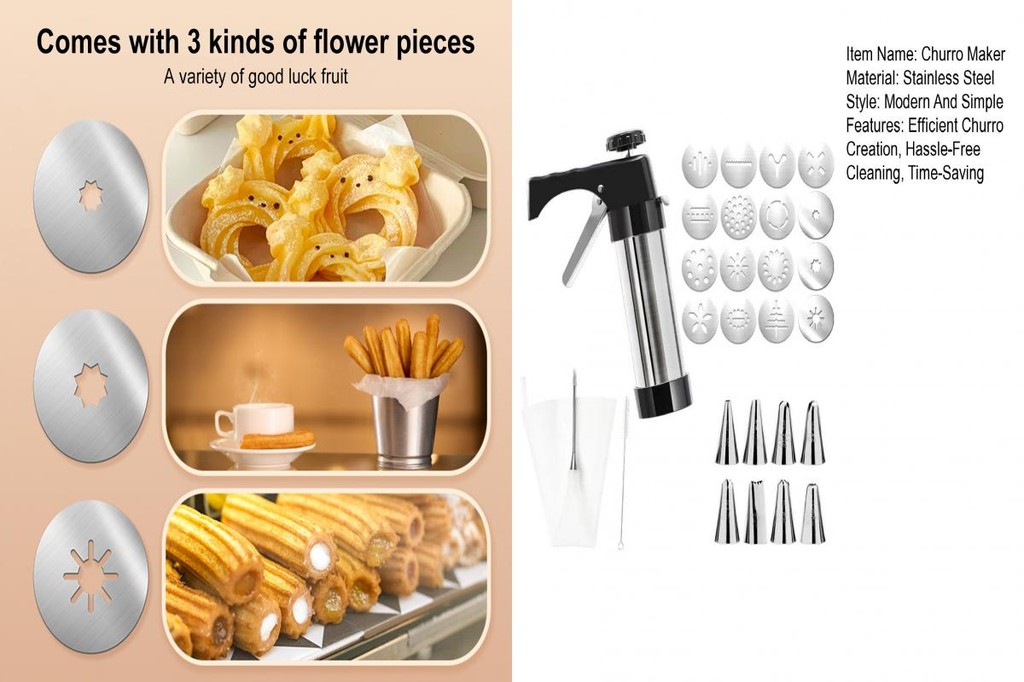 Gzjjx Churro Maker with Piping Bag Churros Pastry Tool Stainless Steel ...