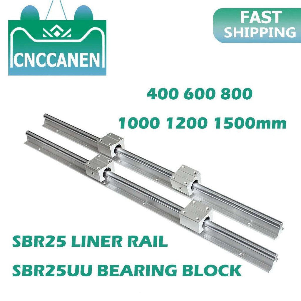 2Pcs SBR25 Linear Rail Guide 400 500 600 800 1000 1200 1500mm + 4pcs ...