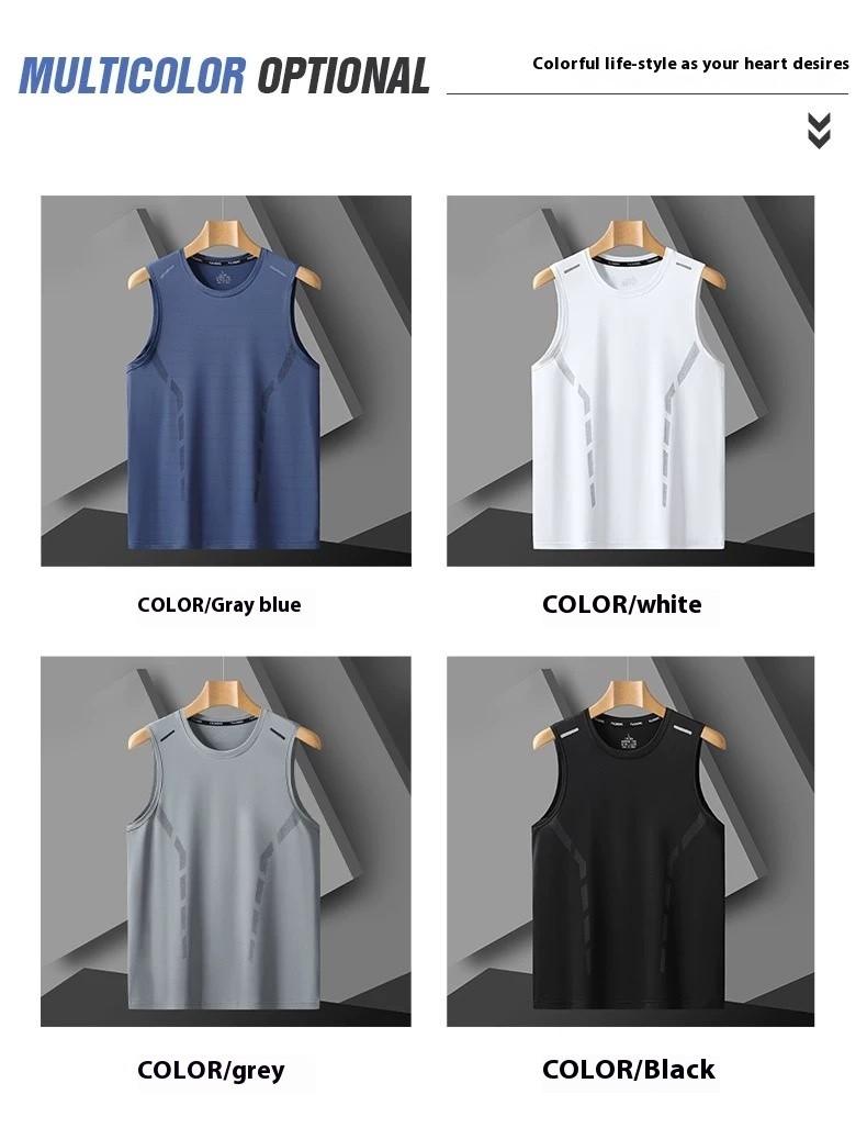 [11 Styles] Ice Silk Sando for Men Mesh Sleeveless Muscle Tee Shirt Gym ...