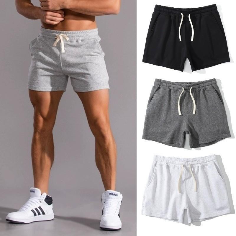 Unisex Cotton Sports Shorts Gym Training Running Pants Elastic Plain ...