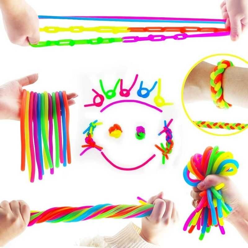6Pcs Monkey Noodles Sensory Stretch Strings Fidget Toystpr Rope Stress ...