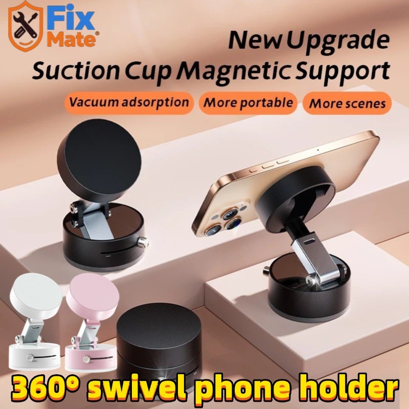 Vacuum Magnetic Car Mobile Phone Holder 360°Rotating Retractable Double ...