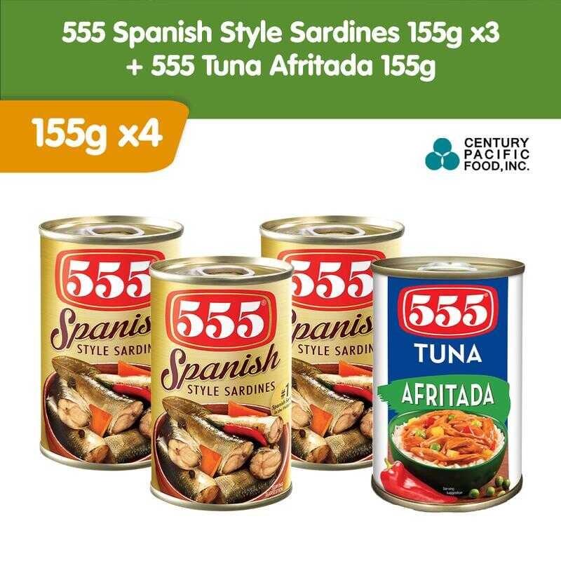 555 Spanish Style Sardis Pack Of 3 + Tuna Afritada 155G - Rich In ...