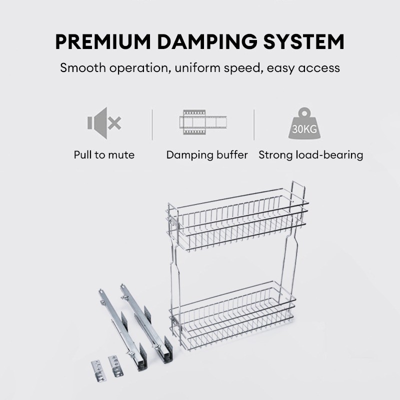 Condiments Rack Pull Out Basket Kitchen Rack Organizer 2 Layer Kitchen ...