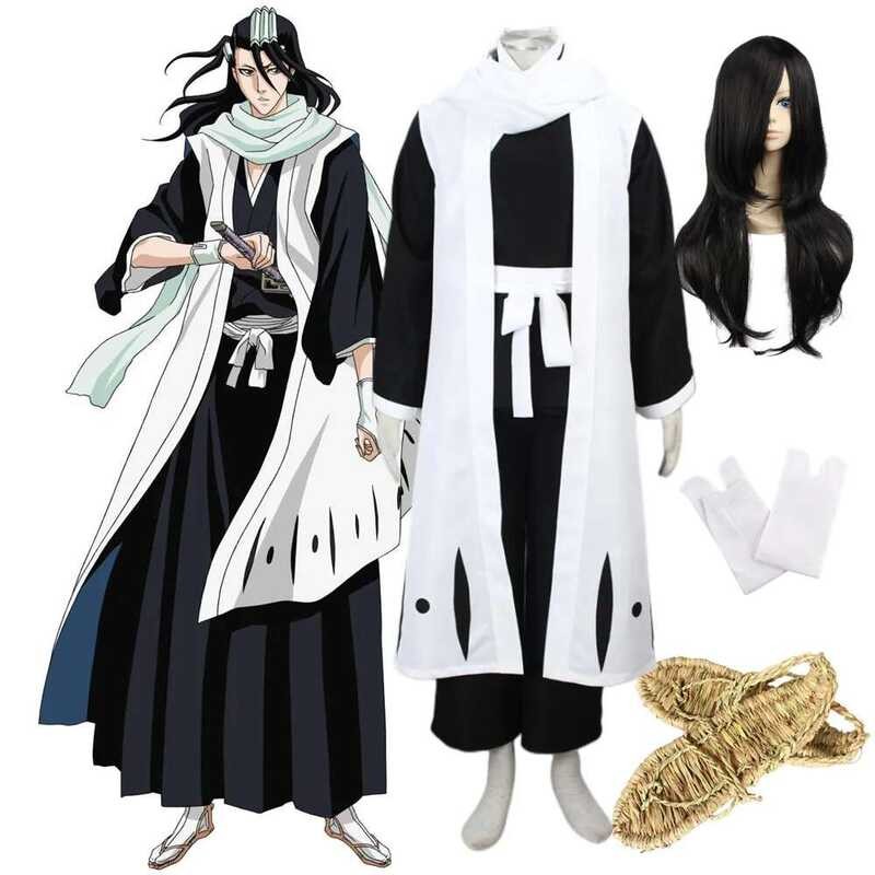 M Anime Bleach 6Th Division Captain Kuchiki Byakuya Cosplay Costume ...
