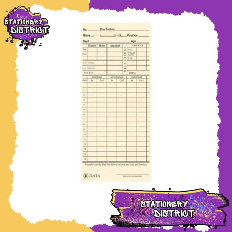 Valiant SUKI Data Time Card Data Time Card 14 Points 7- 1/2 X 3 - 3/8 ...