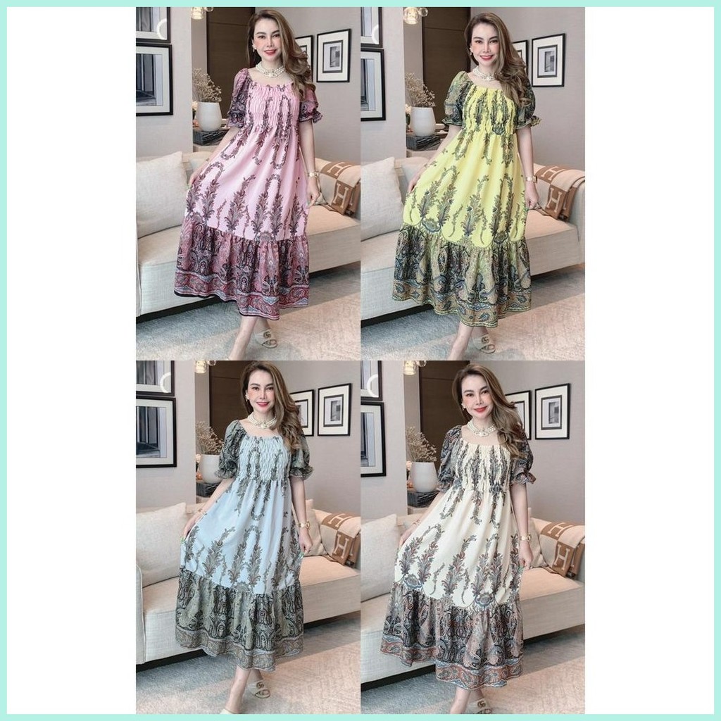 Premium Bangkok Nitcha Dress #38 Maxi Dress Made in Thailand | Shopee ...