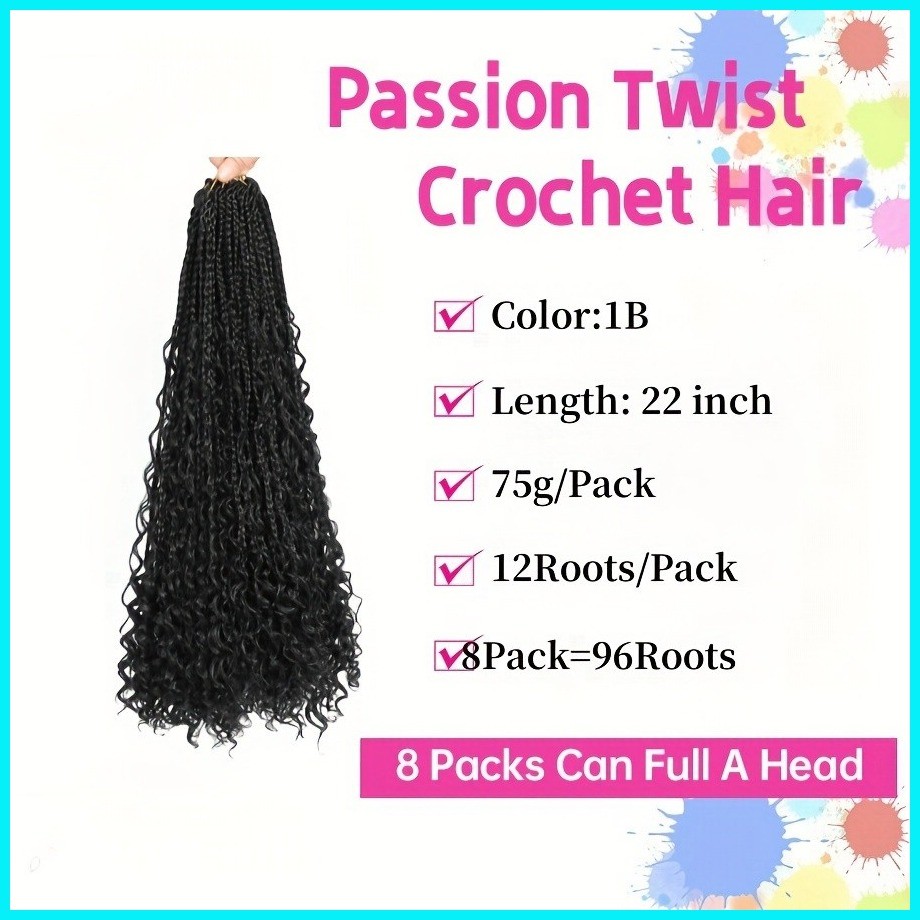 22 Inch 1 Pack Goddess Box Braids Hair Bohemian Box Braids Curly Ends ...
