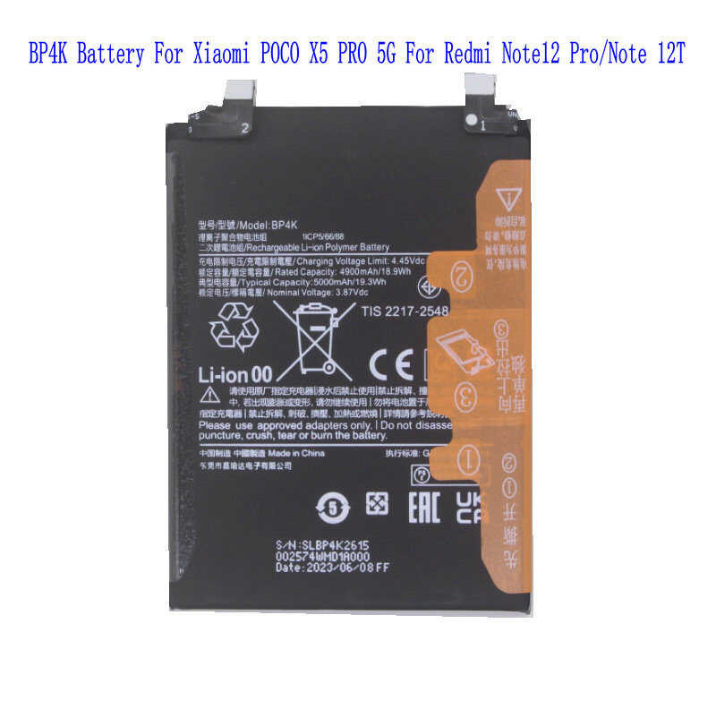 10x 5000mAh BP4K Replacement For Xiaomi POCO X5 PRO 5G redmi Note12 Pro ...