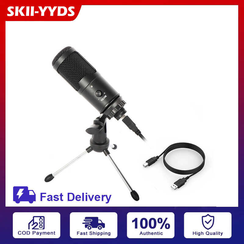 Microphone Condenser USB With Mic Gain PC Laptop Recording Streaming ...