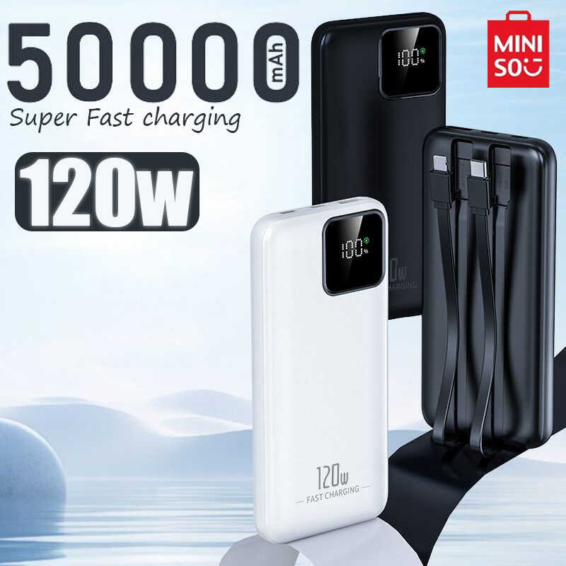 Miniso 50000mAh High Capacity 120W Fast Charging Power Bank Portable ...