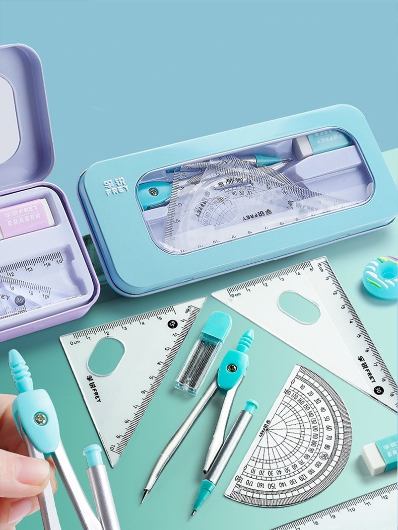 7-Pieces Ruler Set Ruler Triangle Ruler Protractor Rubber Compass ...