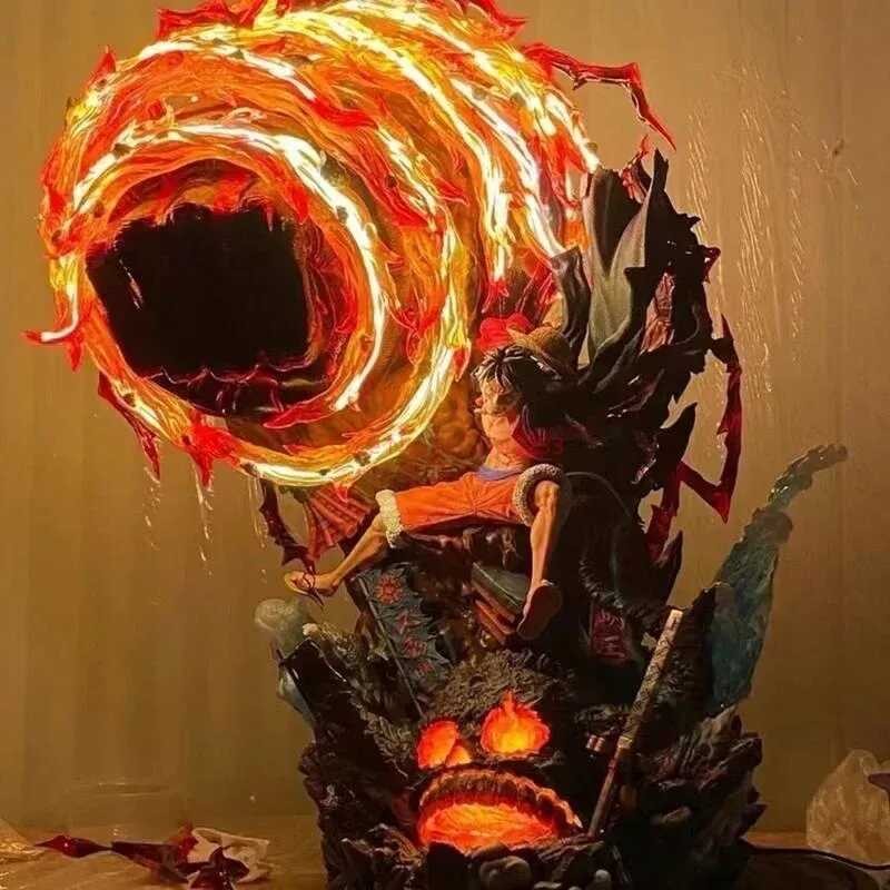 a Hot One Piece Gk Anime Figure Luffy With Led Toys Gear 3 Figurine Red ...