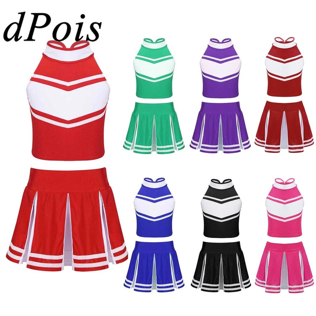 §≈ Kids Girls Cosplay Cheerleader Costumes Cheer Dance Outfits ...