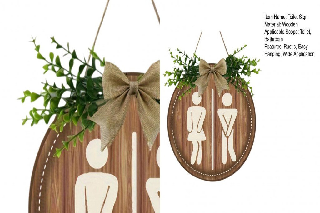Wooden Toilet Sign Toilet Sign Decoration Rustic Bathroom Sign with ...