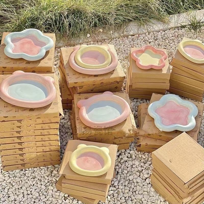 COD Plate Ins High-looking Underglaze Cute Toot Plate Painted Milk Fufu ...