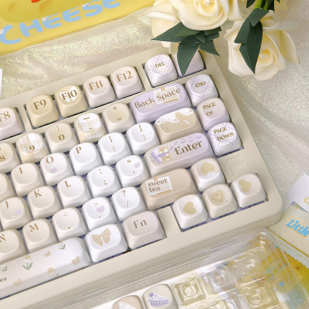 PBT Keycap Warm Tea Sunshine MOA Keycap Dye Sublimation Round and Cute ...