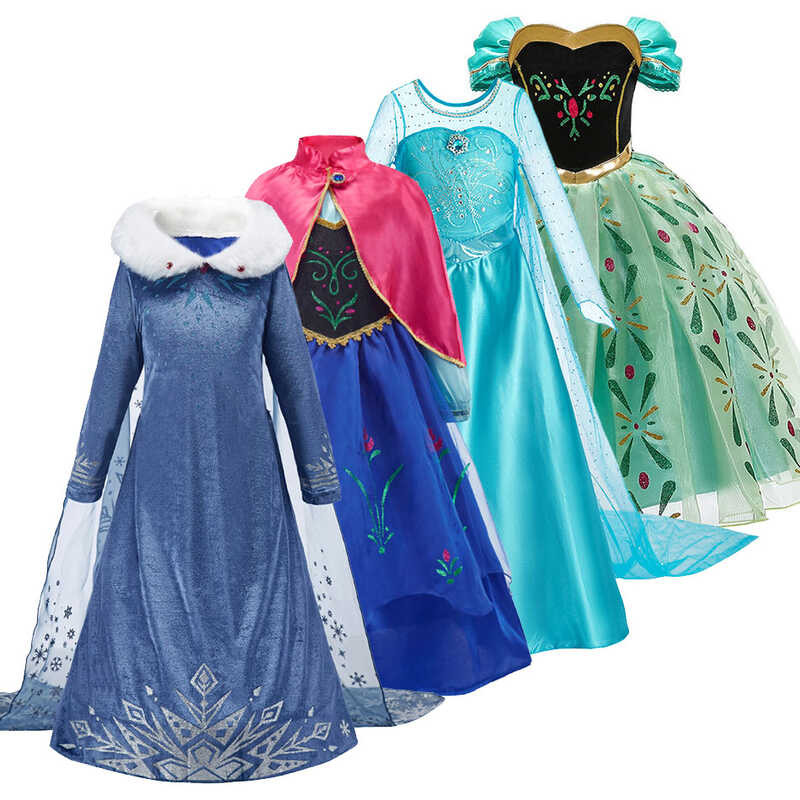 3-10 Taon Cosplay Costume Girls Elsa Anna Kaarawan Damit Mga Snow Queen ...
