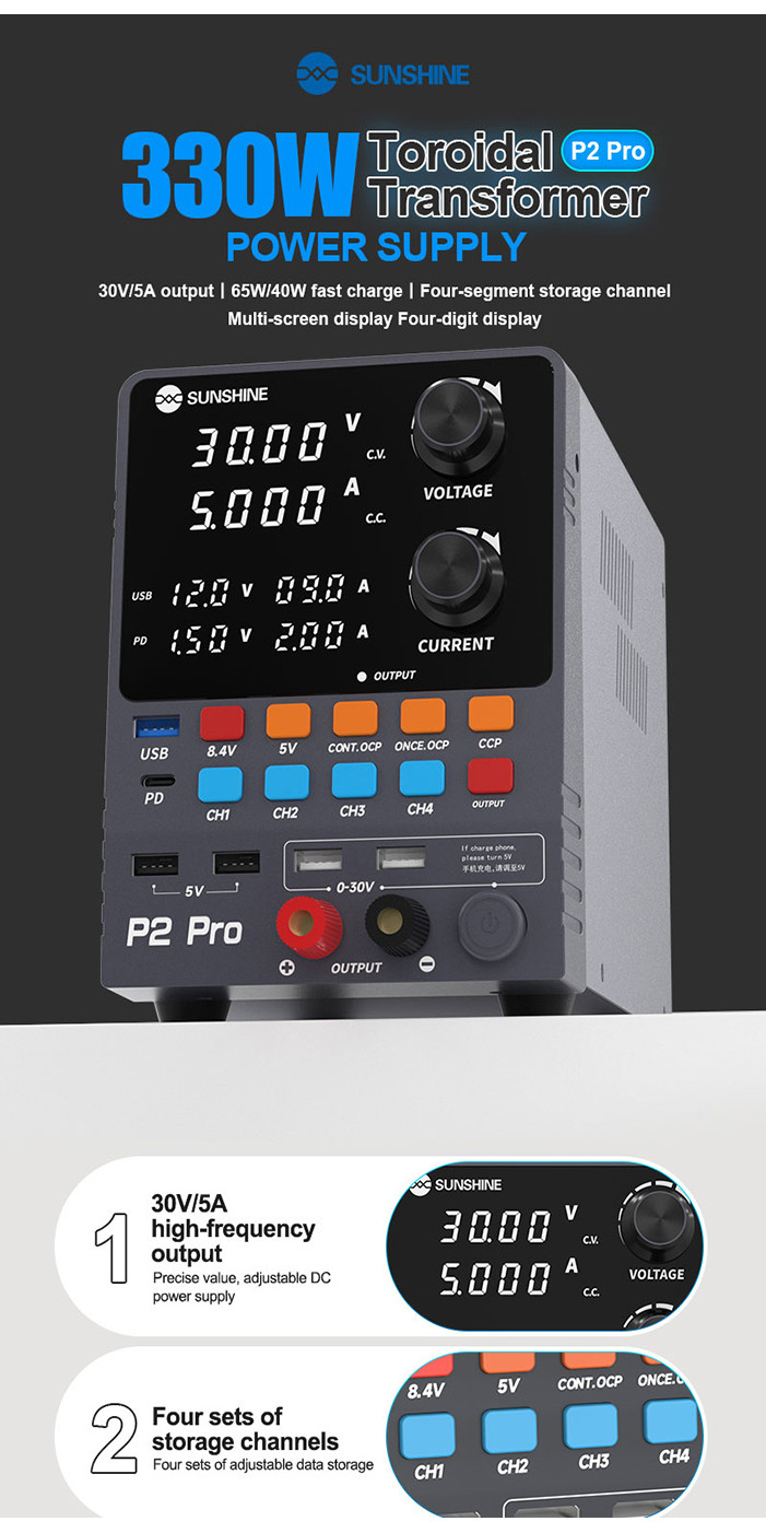 SUNSHINE P2 PRO Intelligent Regulated DC Power Supply with Four-digit ...