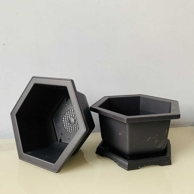 Thickened Imitation Purple Clay Hexagonal Black Plastic Succulent Pot ...