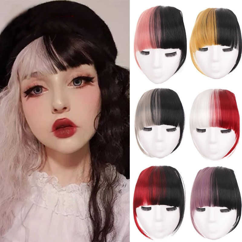Bangs Hair Extensions With High Temperature Black Brown Blonde Fake ...