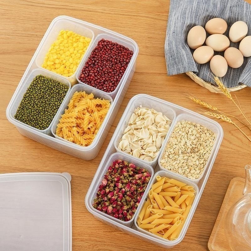 4 Grids Divided Refrigerator Food Packaging Storage Box / Frozen Meat ...