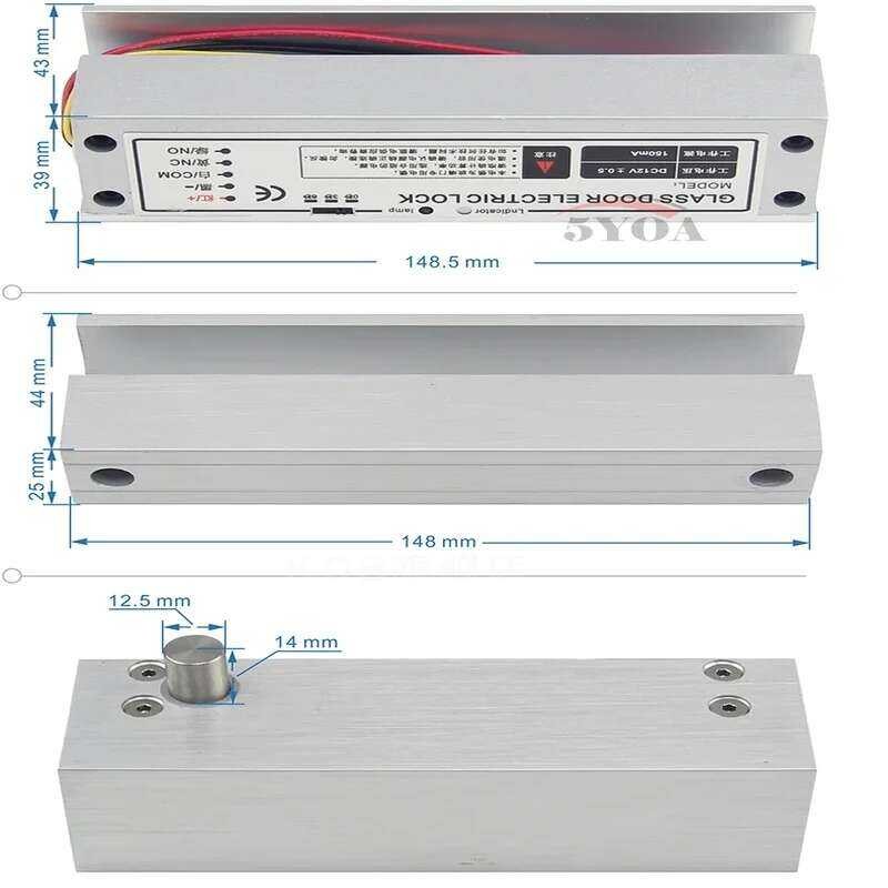 Frameless 5Yoa Electric Glass Door Drop Bolt Lock Access Control System ...