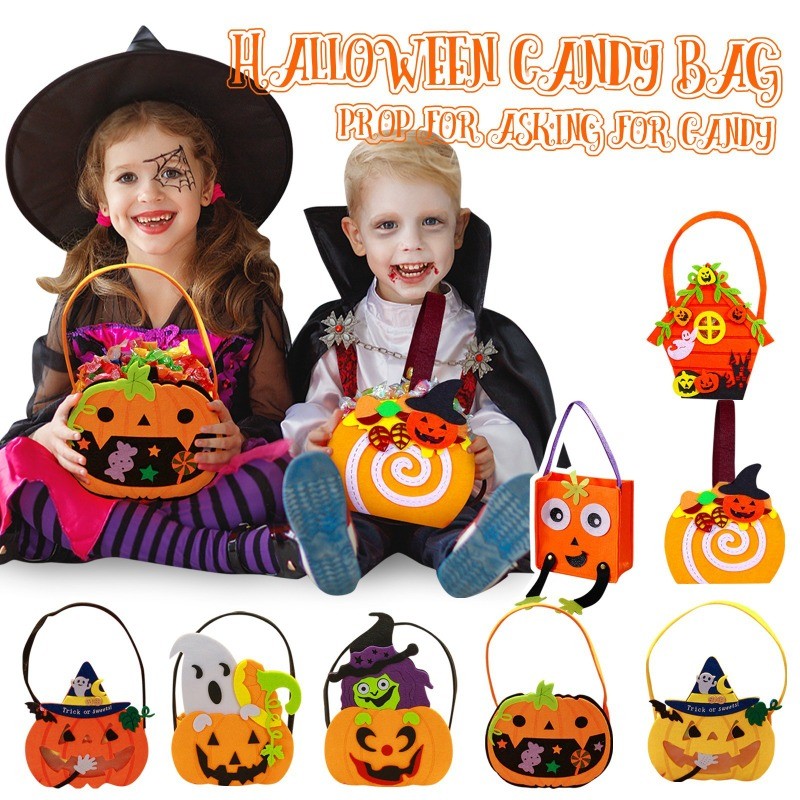 Trick or Treat Halloween Candy Bag Spider Web Design Reusable Cloth ...