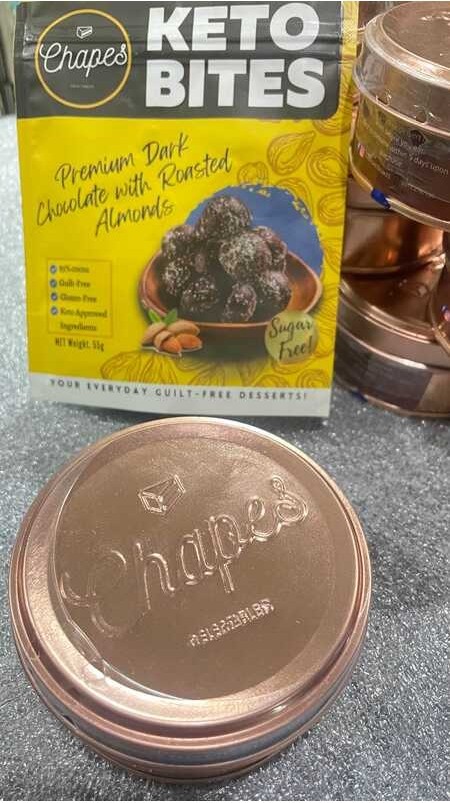 Mga Chapes Keto Bites Premium Dark Chocolate na may Roasted Almonds ...