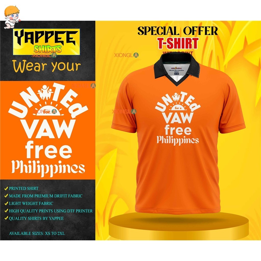 VAW VAWC GAD TSHIRT ORANGE UNITED FOR VAW FREE Philippines VIOLENCE ...